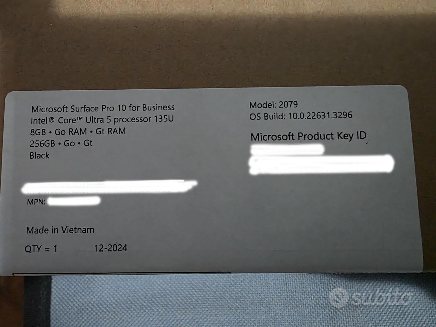 Microsoft Surface Pro 10 Intel Business - Informatica In vendita a Padova