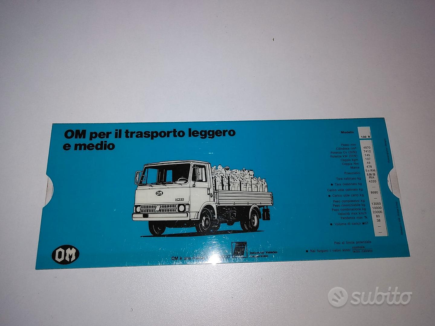 Tabella specifiche autocarri OM, vintage anni 80 - Accessori Auto In vendita a Ancona