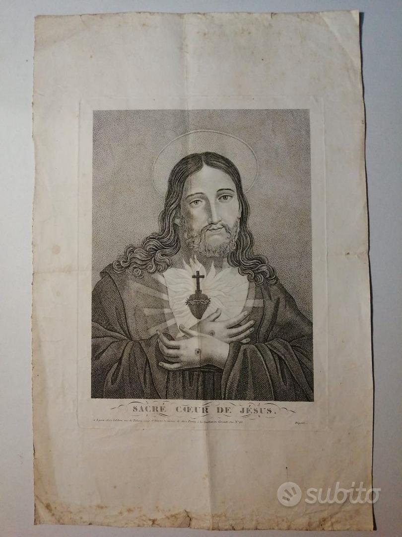 litografia antica Sacro Cuore di Gesù meta XIX sec - Collezionismo In ...
