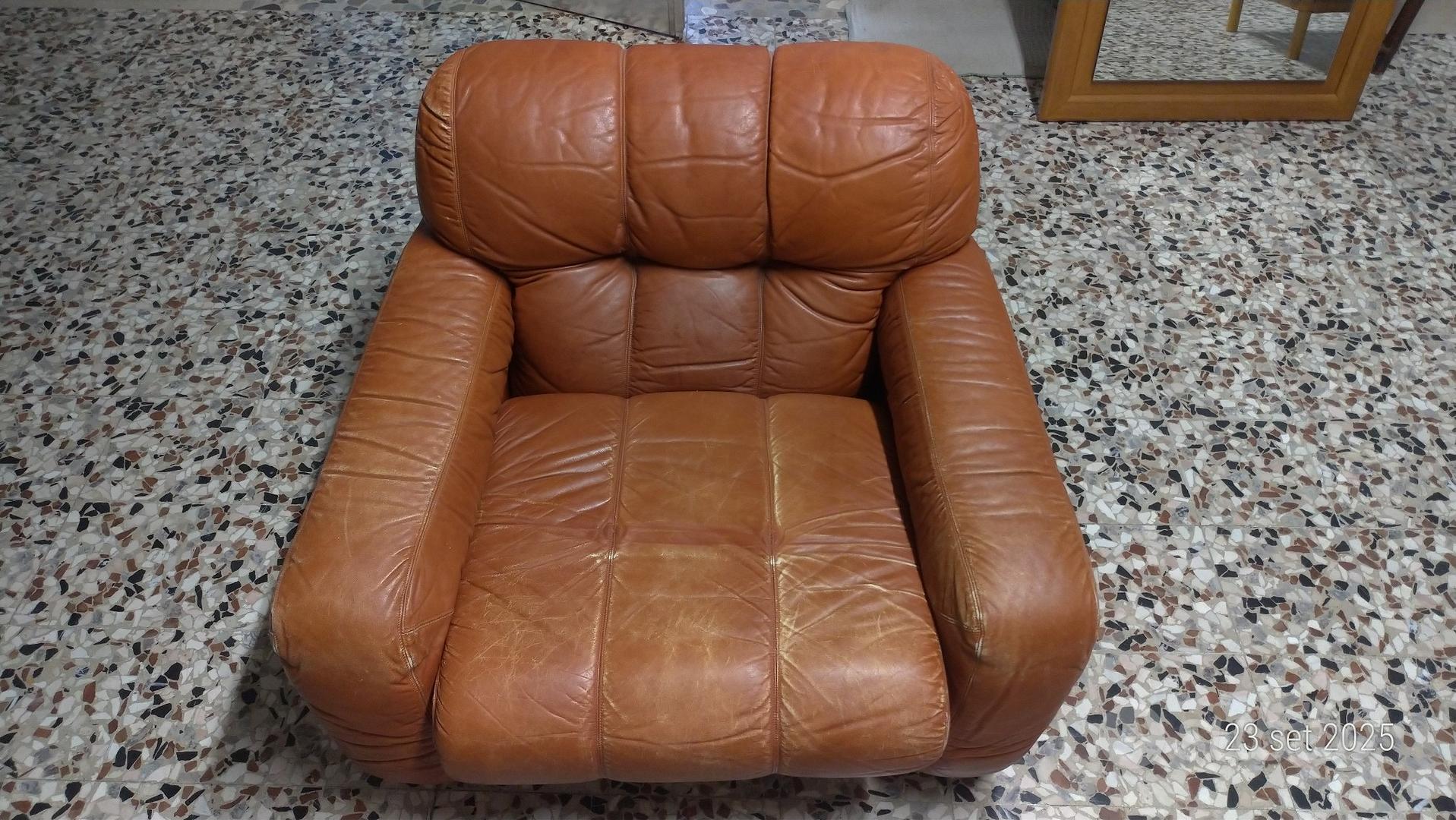 Poltrona in pelle marrone imbottita - Arredamento e Casalinghi In ...