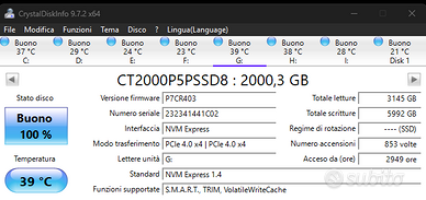 SSD - CRUCIAL P5 PLUS 2TB GEN4 - Informatica In vendita a Brescia