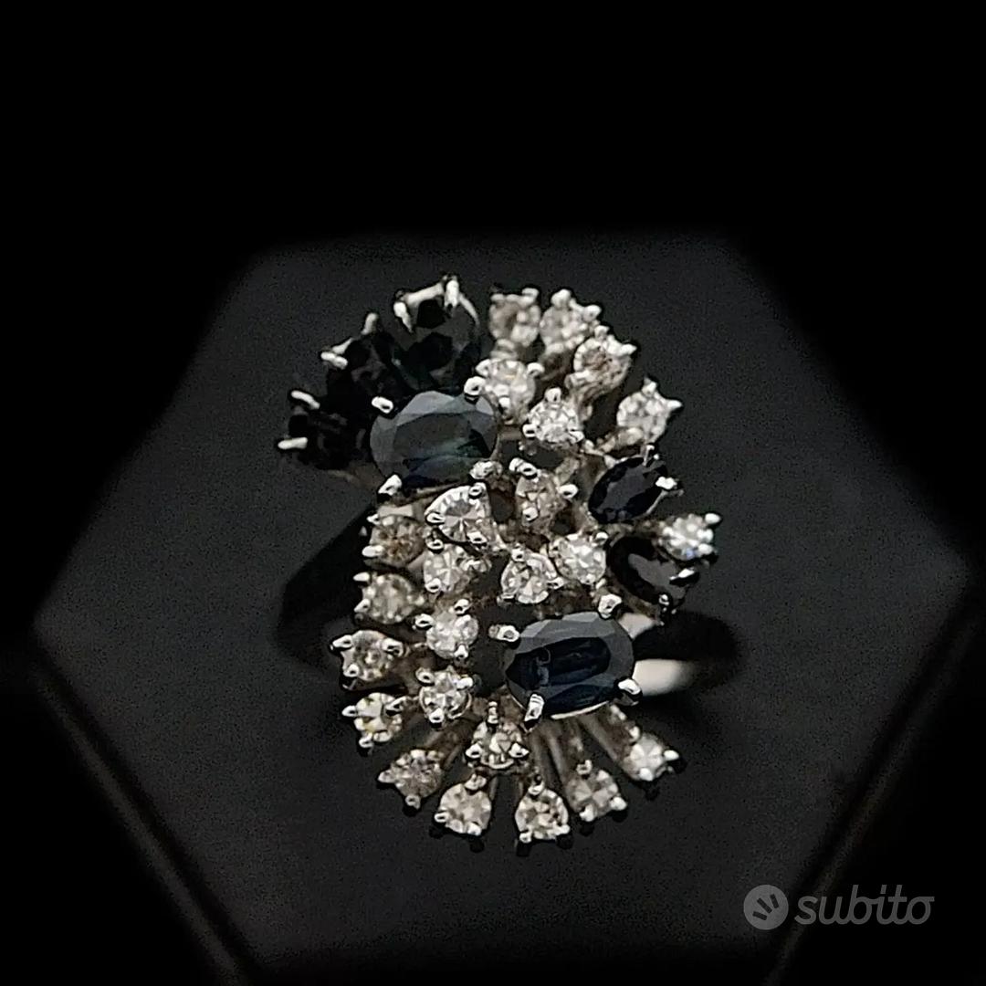 Subito - ORO 2000 - ANELLO GRAPPOLO ORO BIANCO 18 KT BRILLANTI 0.72 CT ...