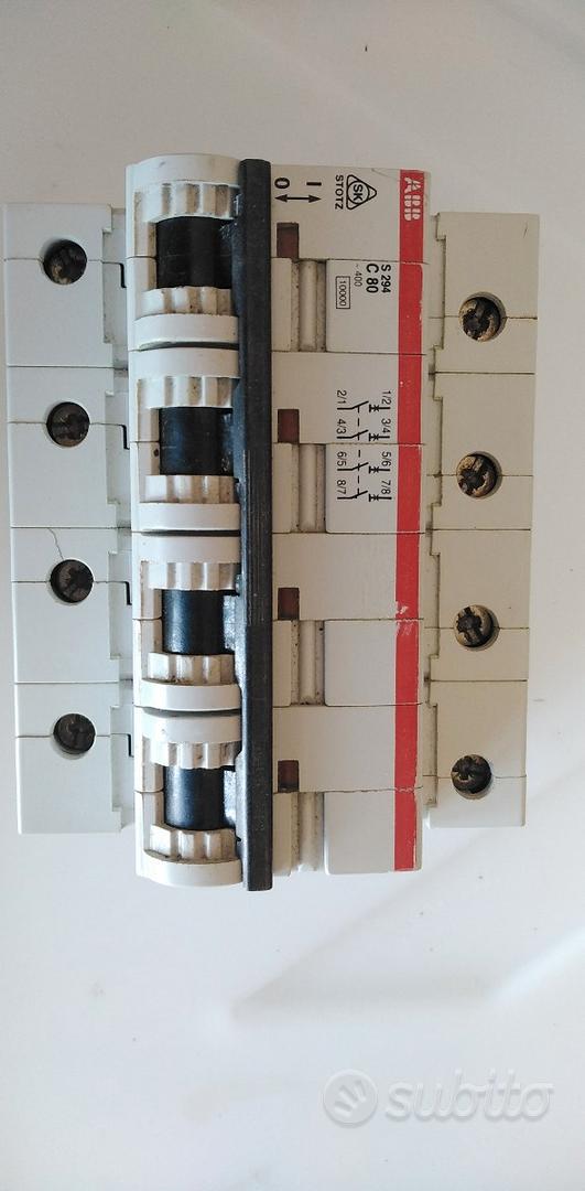 Interruttore Megnetotermico ABB 80 A Curva C 4Poli - Giardino e Fai da ...