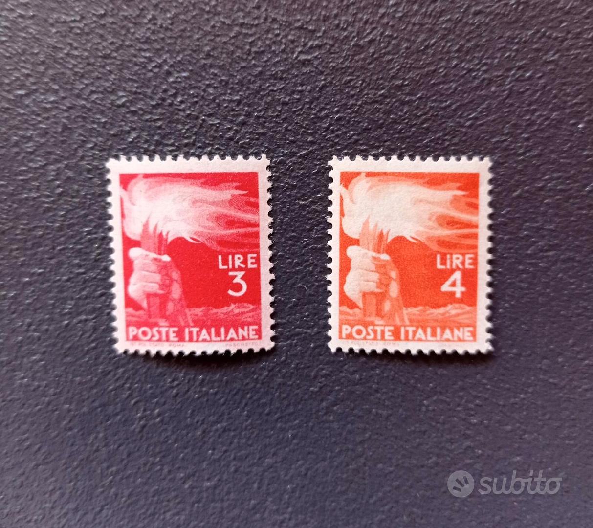 Francobolli Poste Italiane anni 1945 lire 3 e 4 - Collezionismo In ...