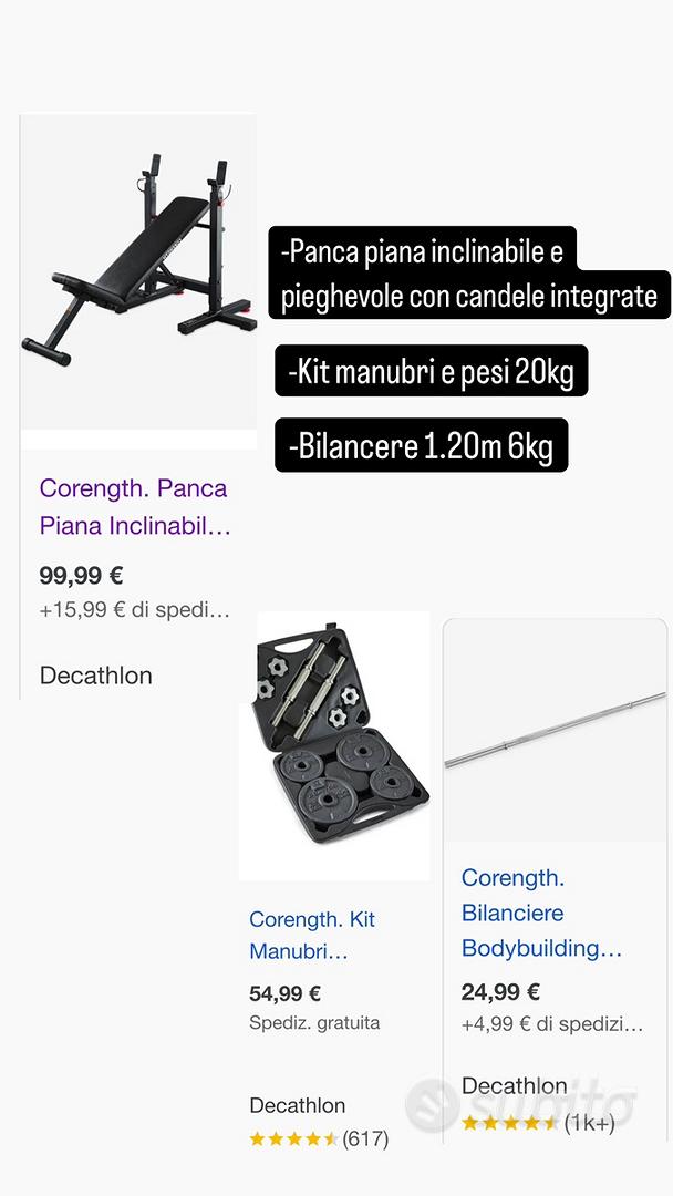 Panca piana + Bilancere + Kit pesi e manubri 20kg - Sports In vendita a ...
