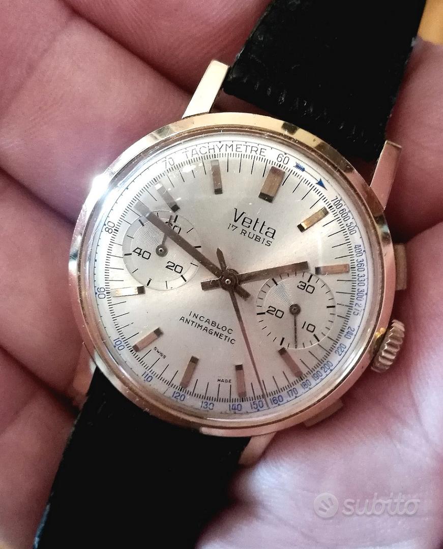 Cronografo Oro 18k Vetta Valjoux 23 Vintage 60 - Abbigliamento e ...