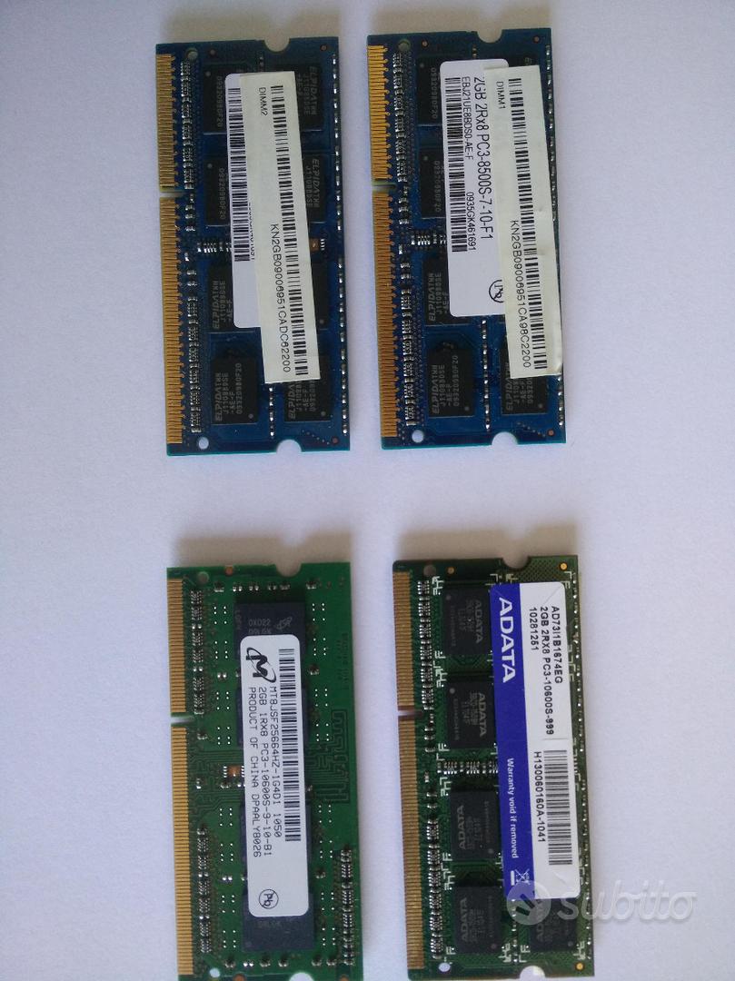 4 Moduli RAM Notebook Laptop DDR3 PC3 2GB l'uno - Informatica In ...