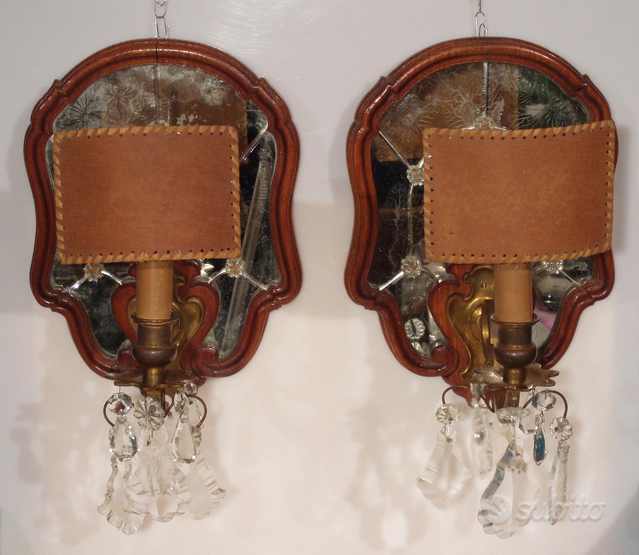 Coppia vecchie appliques legno specchio anni 50/60 - Collezionismo In ...