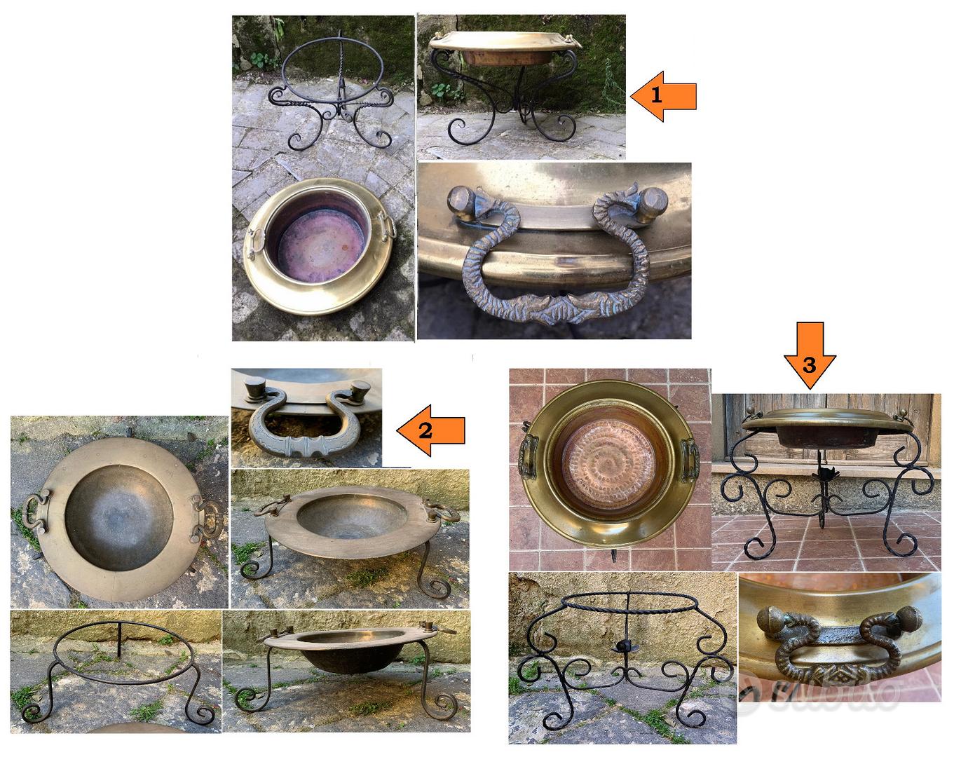 Conca antica in rame '800 e porta conca scaldamani - Collezionismo In ...