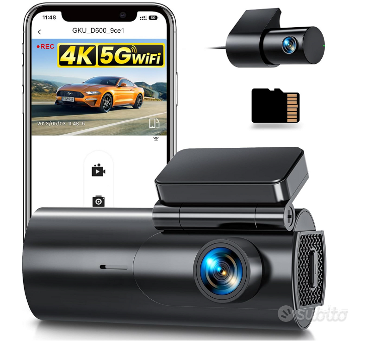 Dash Cam Auto 4K+1080P, 5GHz WiFi Telecamera - Audio/Video In vendita a ...