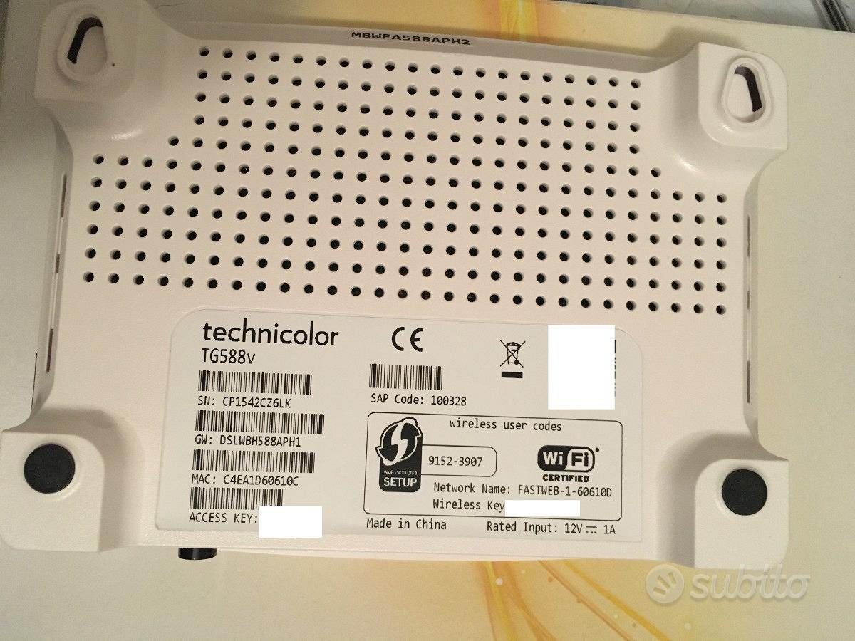 Modem ADSL Wireless Technicolor TG588V Fastweb - Informatica In vendita ...