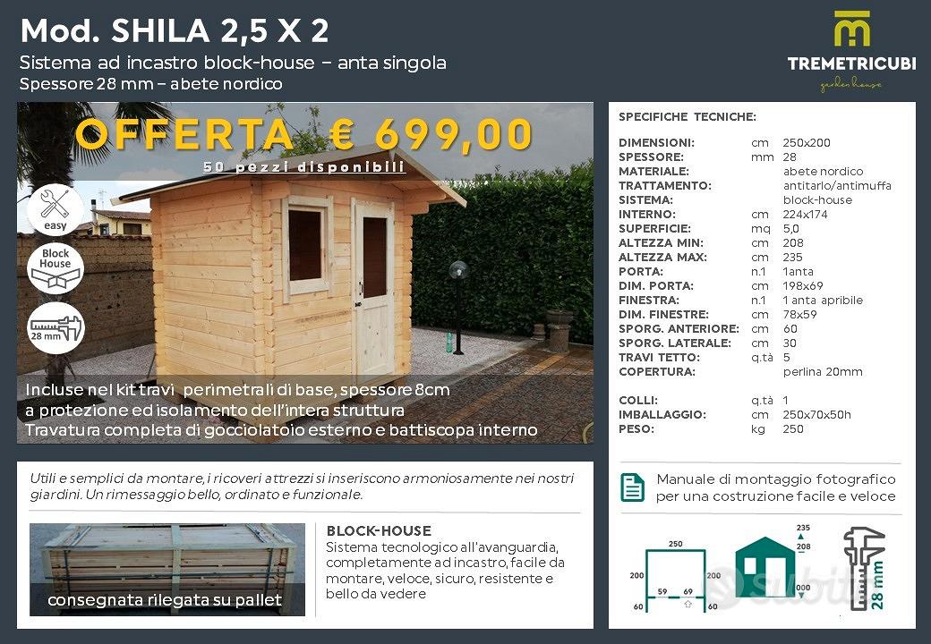 Subito - TREMETRICUBI - Casetta in legno 2,5x2 spessore 28mm blockhouse ...