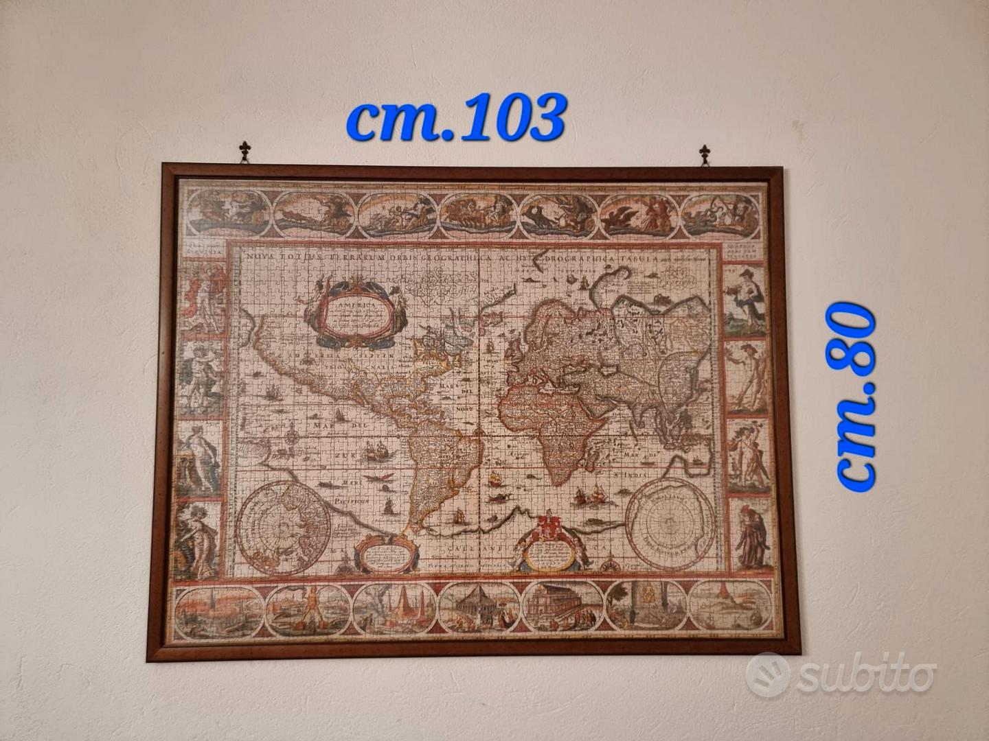 Puzzle Quadro Cartina Geografica Antica Mondo Arredamento E