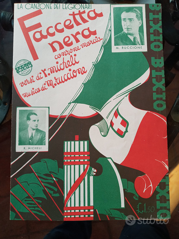 " Faccetta nera " originale Spartito musicale 1935 - Musica e Film In ...