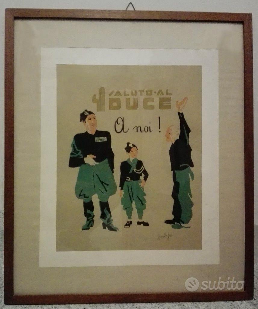 Quadro originale ventenio SALUTO AL DUCE - A noi! - Collezionismo In ...