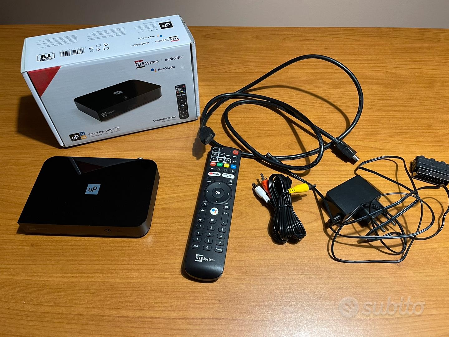TELE System UP T2 4K Decoder DVB-T2 con Android TV - Audio/Video In ...