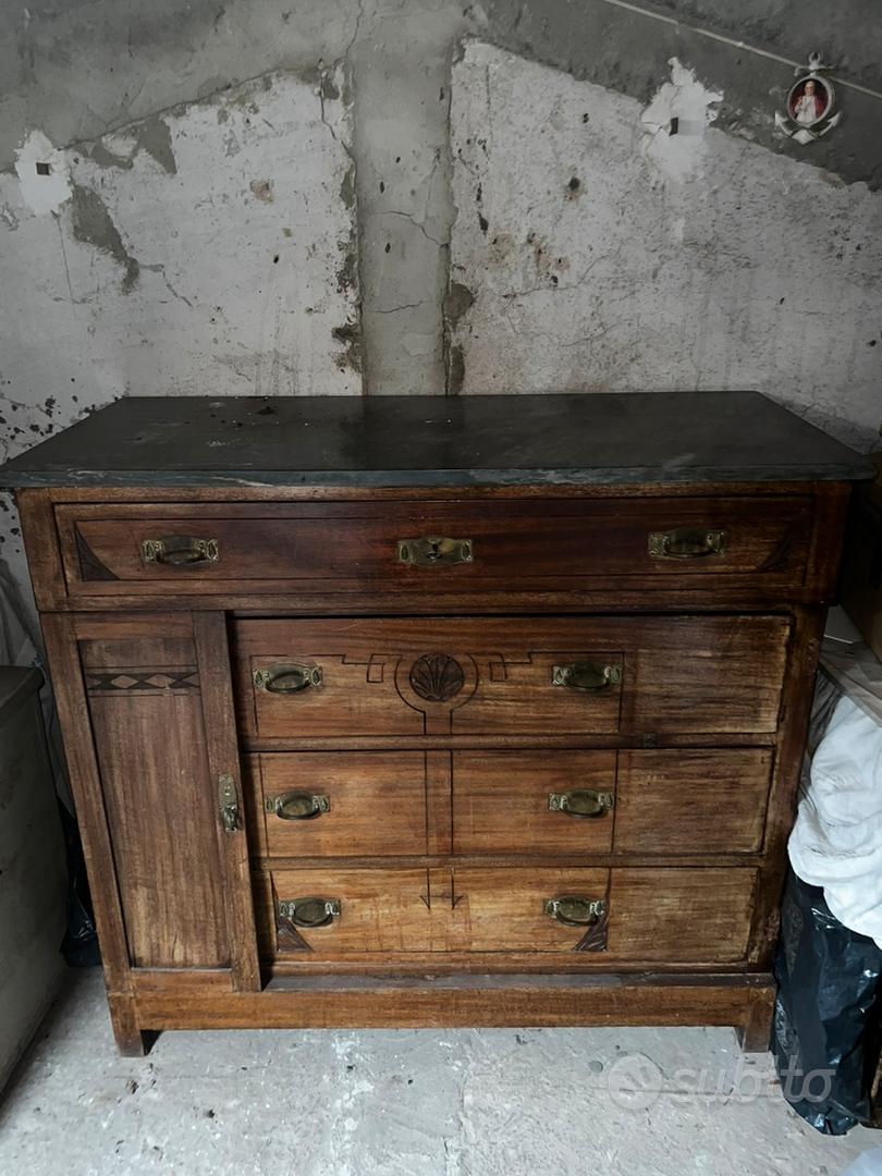 Mobile antico in legno con lastra in marmo - Arredamento e Casalinghi ...