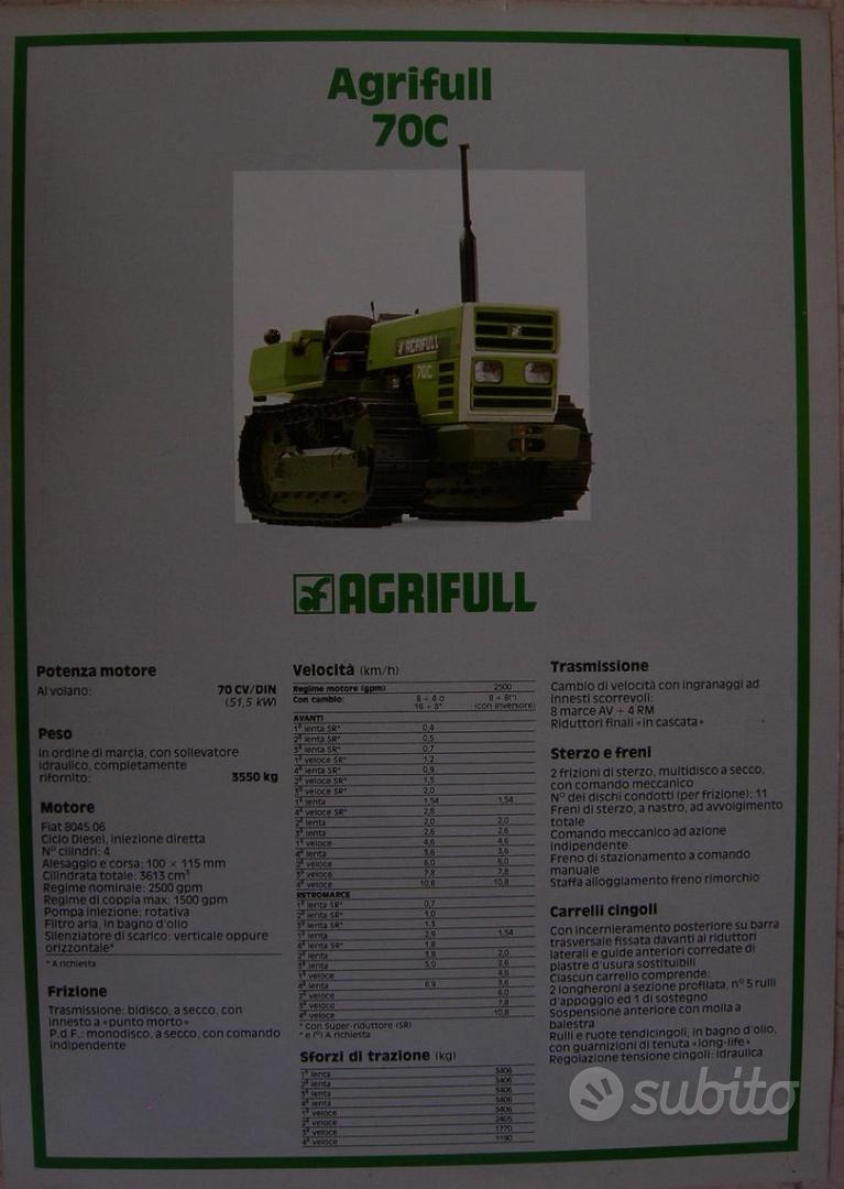 Depliant originale colori trattore Agrifull 70 C - Collezionismo In ...