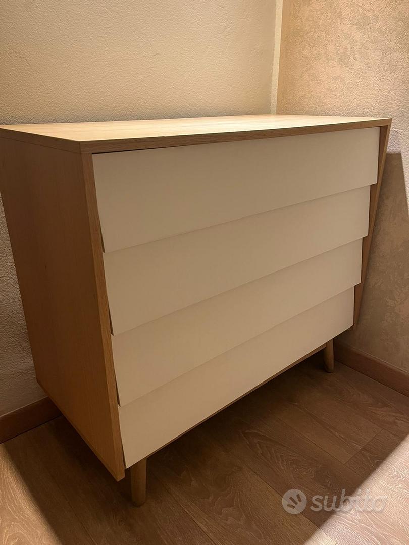 Cassettiera moderna in legno e bianco – 4 cassetti - Arredamento e ...