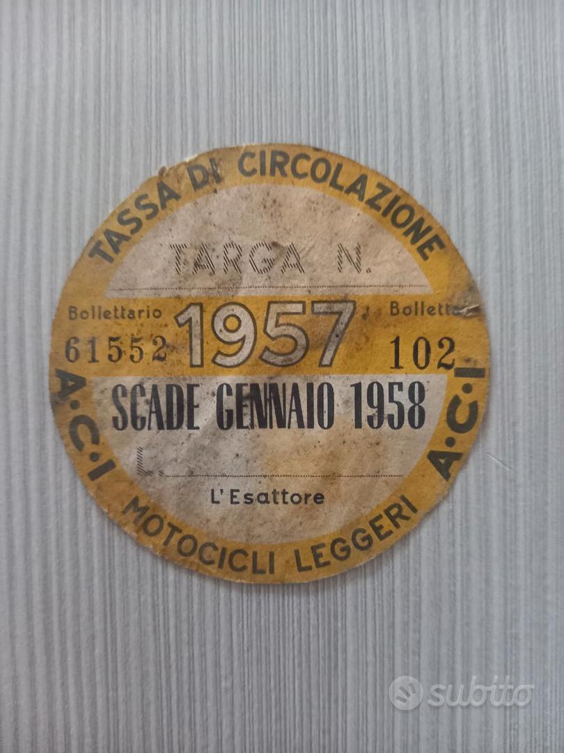 Bollo Tassa Circolazione MOTO EPOCA 1957 VARI ANNI - Accessori Moto In ...