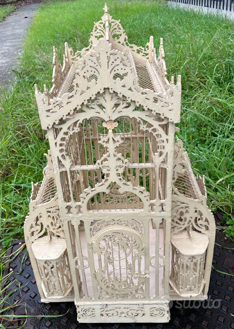 Voliera antica gioiello in legno intagliata a mano - Collezionismo In ...