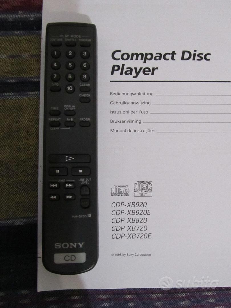 TELECOMANDO SONY RM-DX50 ORIGINALE LETTORI CDP XB. - Audio/Video In ...