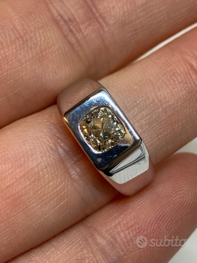 Anello in oro bianco con diamante - Abbigliamento e Accessori In ...