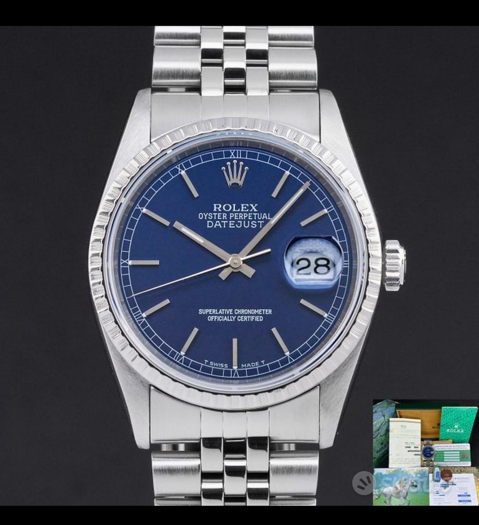 Rolex Datejust 16220 - quadrante blu 1991 full set - Abbigliamento e ...