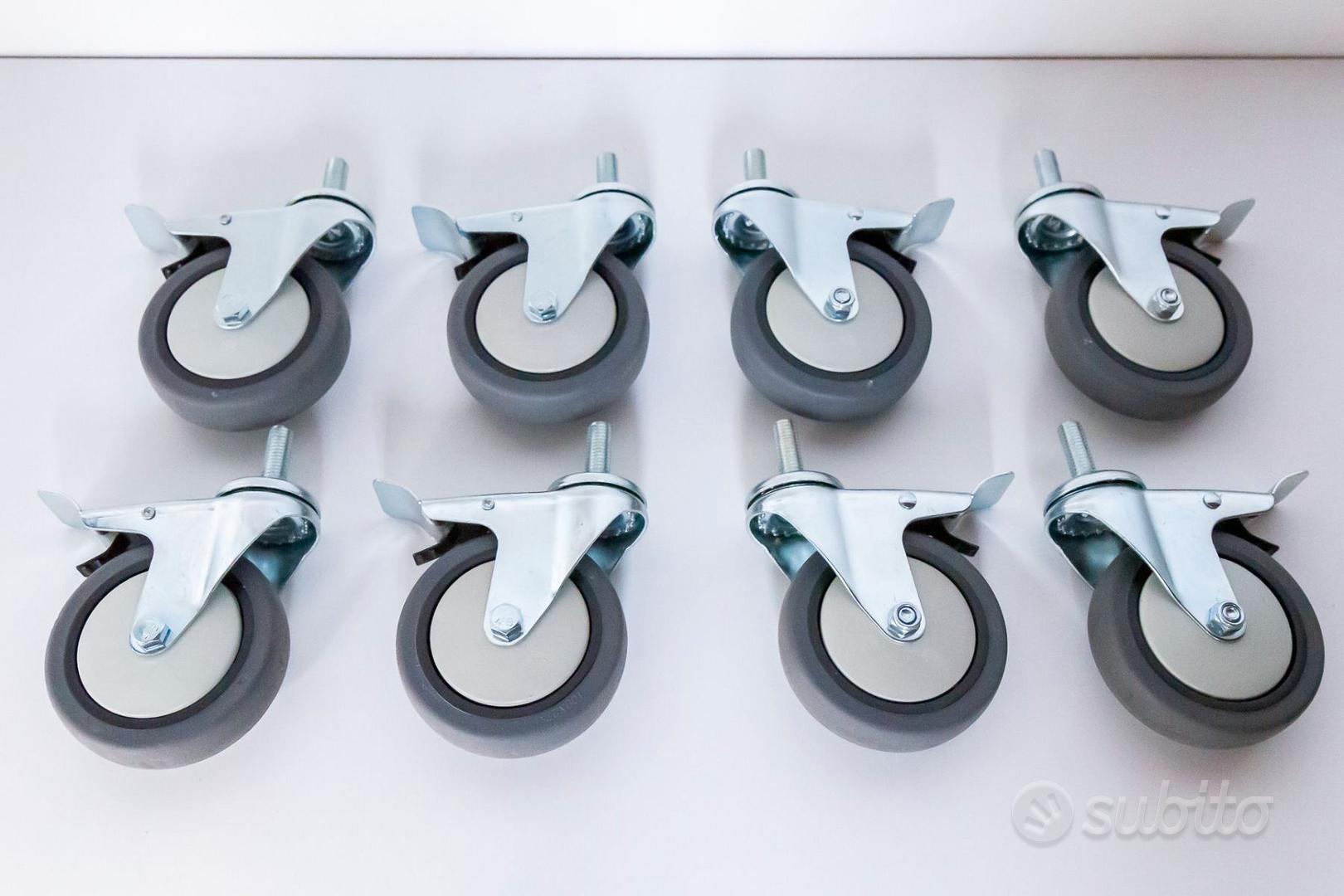 8 Ruote per carrello girevoli con freno - 100mm - Giardino e Fai da te ...