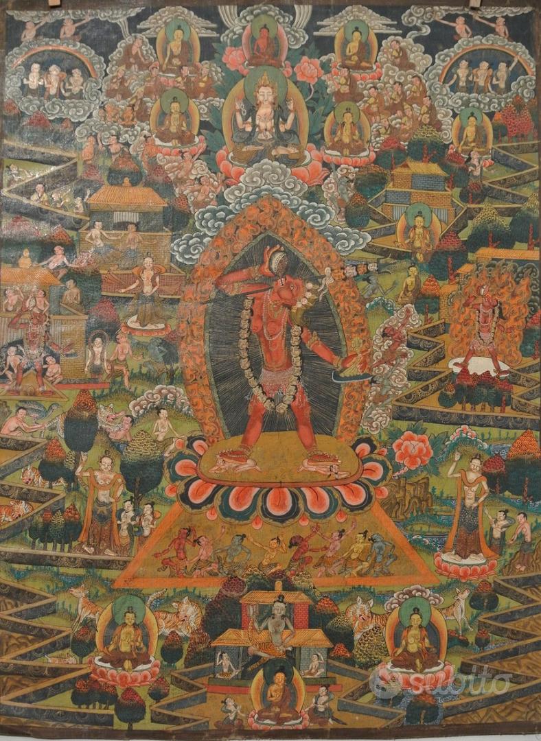 Antico thangka, tangka, tanka, thanka Tibetano 96 - Collezionismo In ...