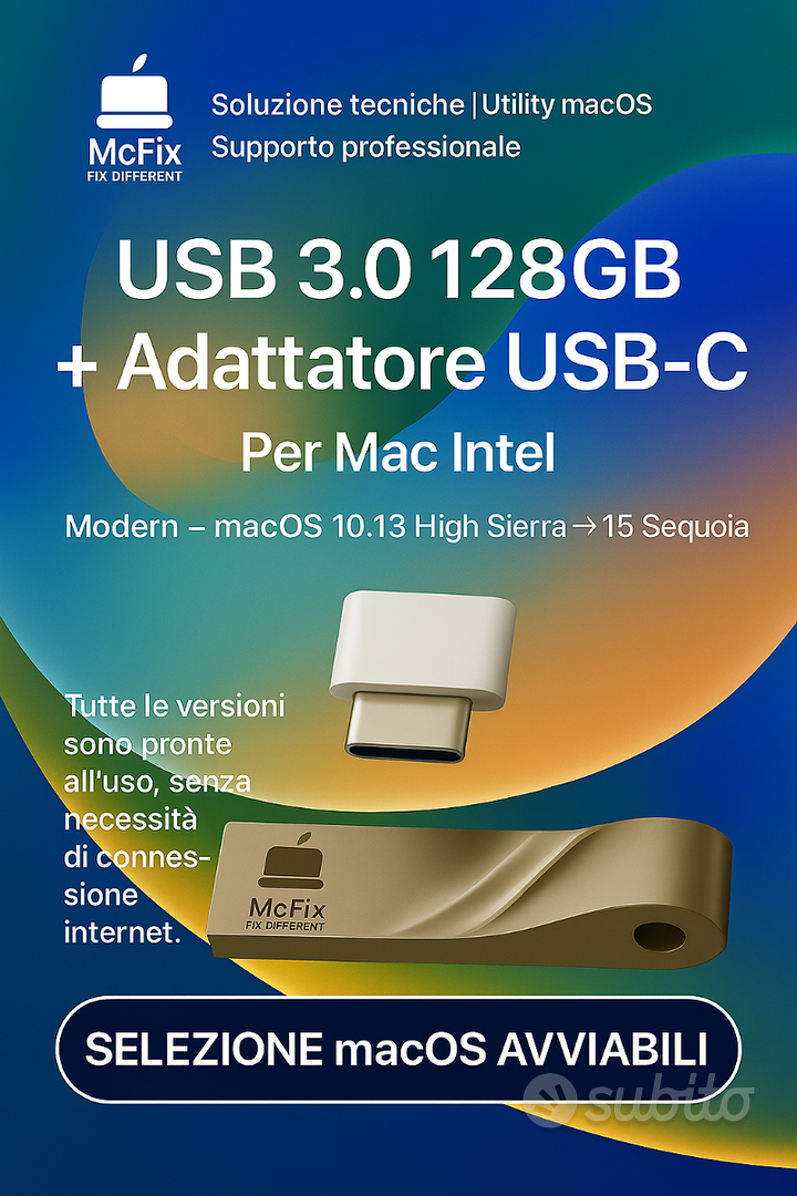 Subito - McFix Informatica - USB AVVIABILE 128GB - 8 Versioni macOS ...