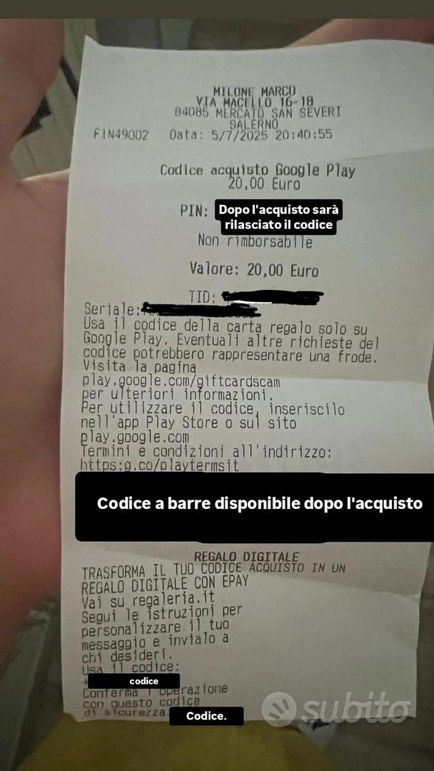 carta google play store - Console e Videogiochi In vendita a Salerno