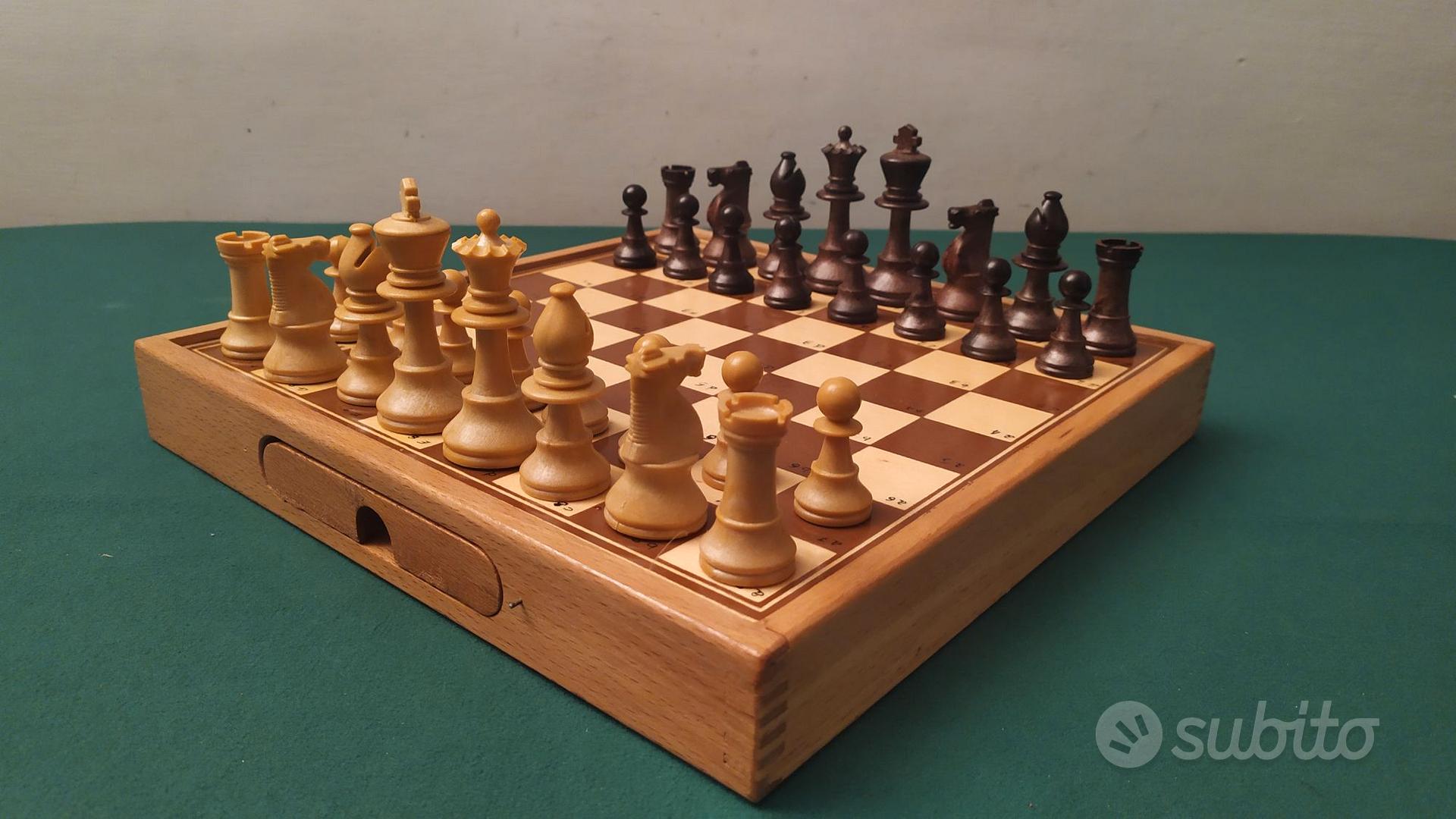 SCACCHIERA LEGNO CASSETTO PEDINE DAMA - Collezionismo In vendita a Roma