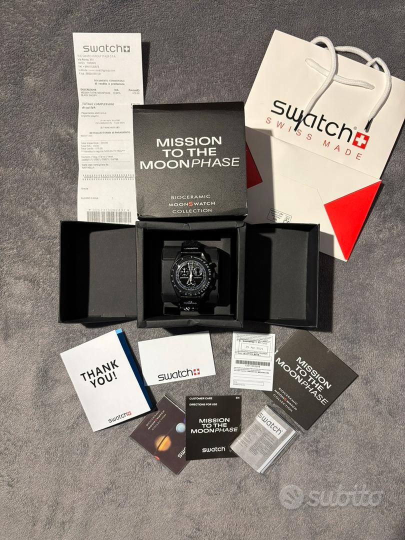Swatch Omega to the Moonphase Black New Original - Abbigliamento e ...