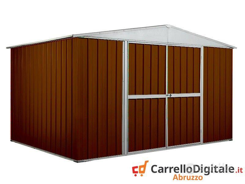 Subito - CarrelloDigitale.it - Box in lamiera di Acciaio 360x260cm legno scuro - Giardino e Fai ...
