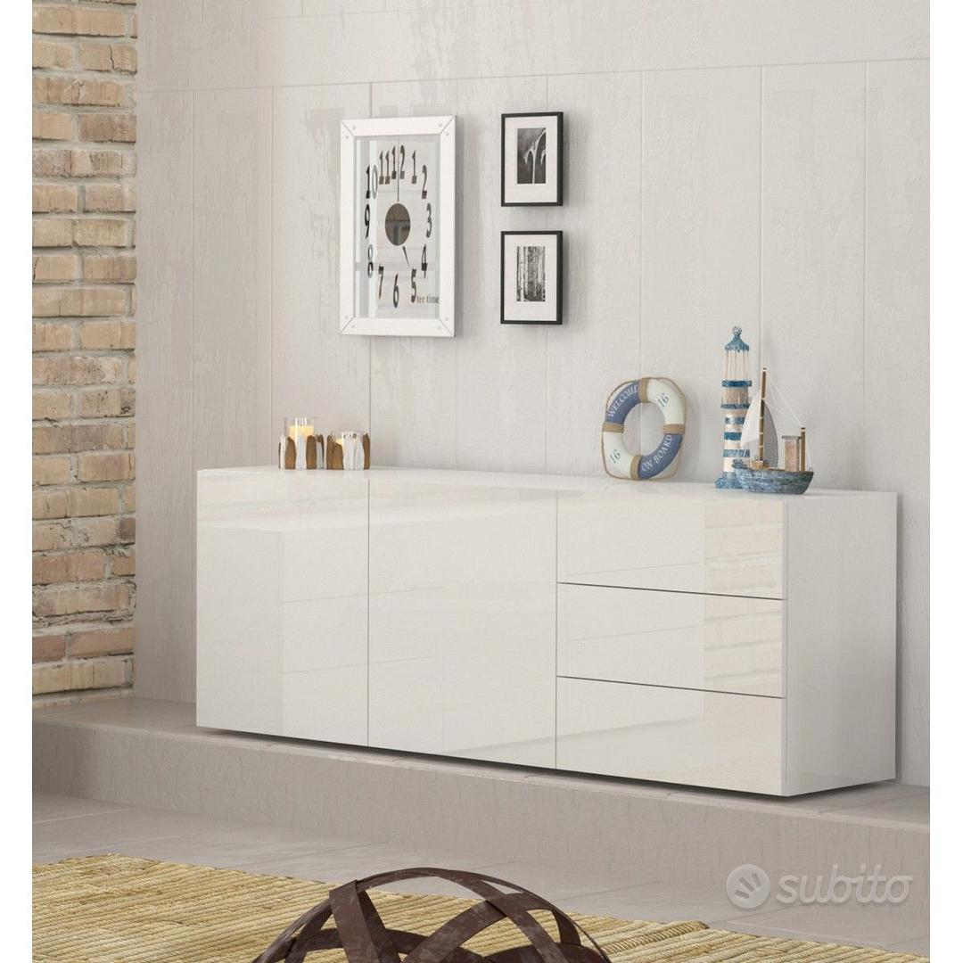 Credenza Mobile con Cassetti Madia Bianco Lucido - Arredamento e ...