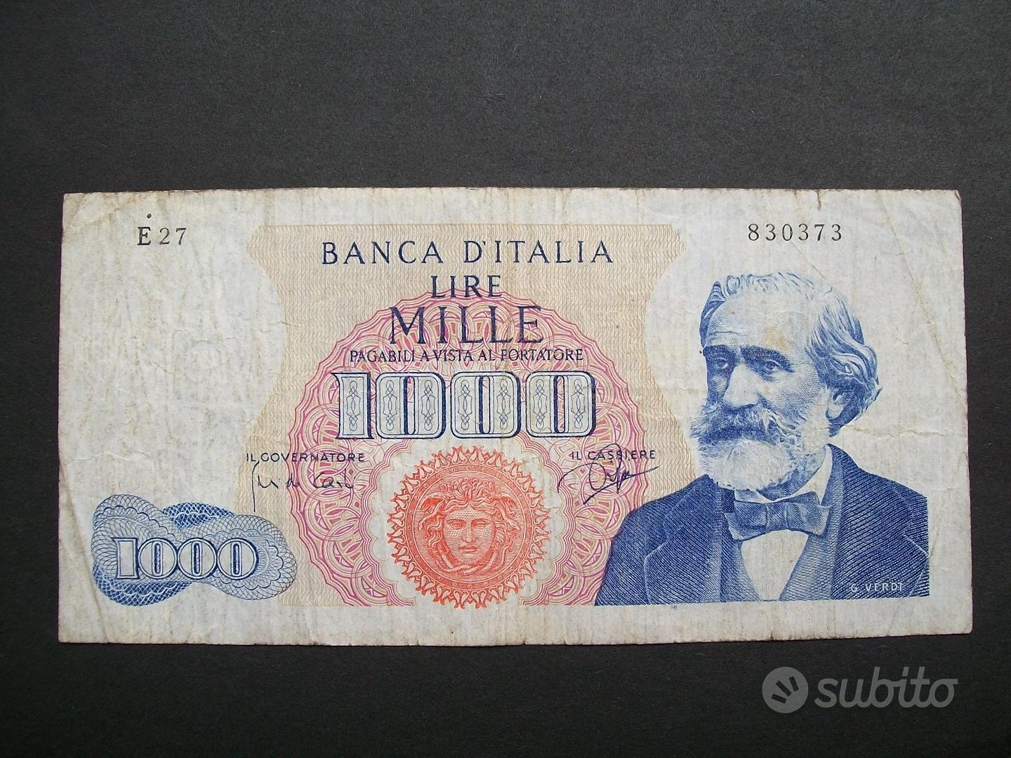 1000 lire Verdi 1° tipo 1964 banconota rara E 27 - Collezionismo In ...
