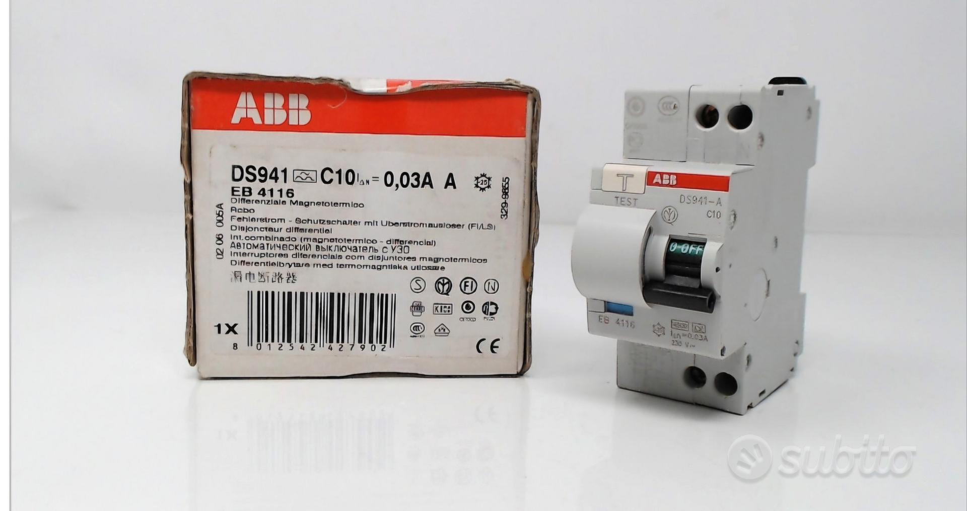 ABB INTERRUTTORE DIFFERENZIALE DS941 4,5KA C10 - Giardino e Fai da te In vendita a Pesaro e Urbino