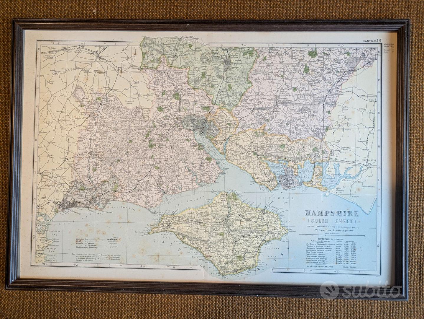 carta geografica antica Hampshire - Collezionismo In vendita a Torino
