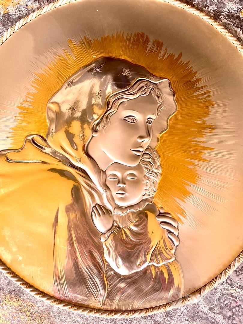 Quadro tondo madonna con bambino argento Acca - Arredamento e ...