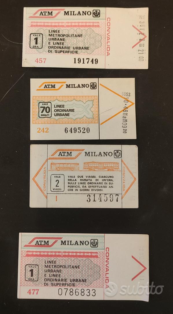 Lotto di 4 biglietti ATM Milano per linee urbane e - Collezionismo In ...