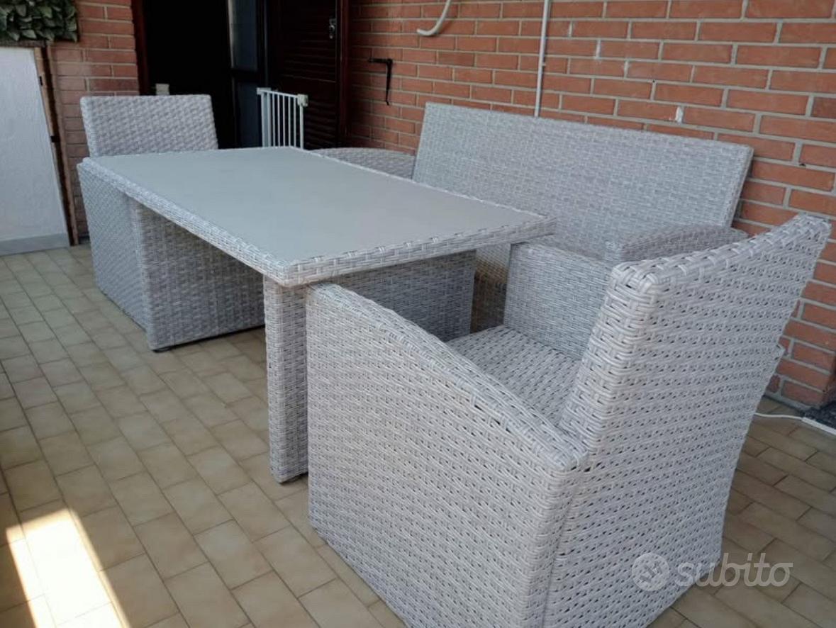 Salotto da giardino Harrold in acciaio e rattan - Giardino e Fai da te ...