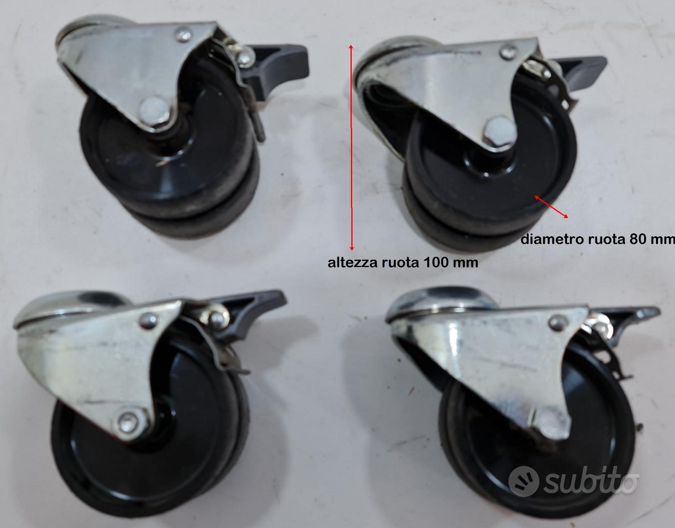 Ruote carrello n.4 atez.100mm diametro ruota 80mm - Giardino e Fai da ...